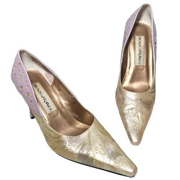 Monzo & Franco | Shoes | Monzo Franco Heels 55 Thea Floral Leather ...